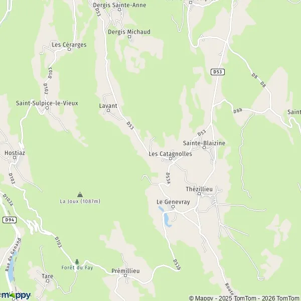 Plan Gros Jean : carte de Gros Jean, 01110 Plateau-d'Hauteville et ...