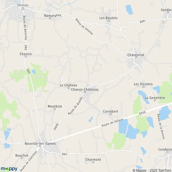 Plan Chanoz-Châtenay : carte de Chanoz-Châtenay (01400) et infos pratiques