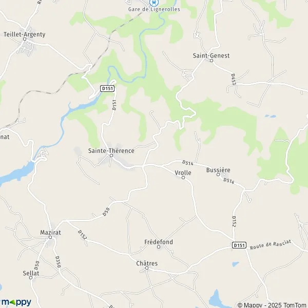 Plan Sainte-Thérence : carte de Sainte-Thérence (03420) et infos pratiques