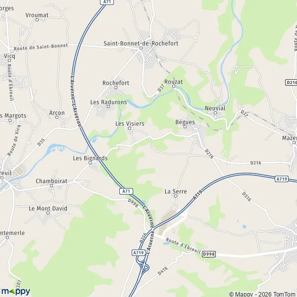 Plan Bègues : carte de Bègues (03800) et infos pratiques