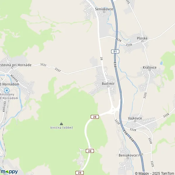 Plan Budimír : carte de Budimír (044 43) et infos pratiques