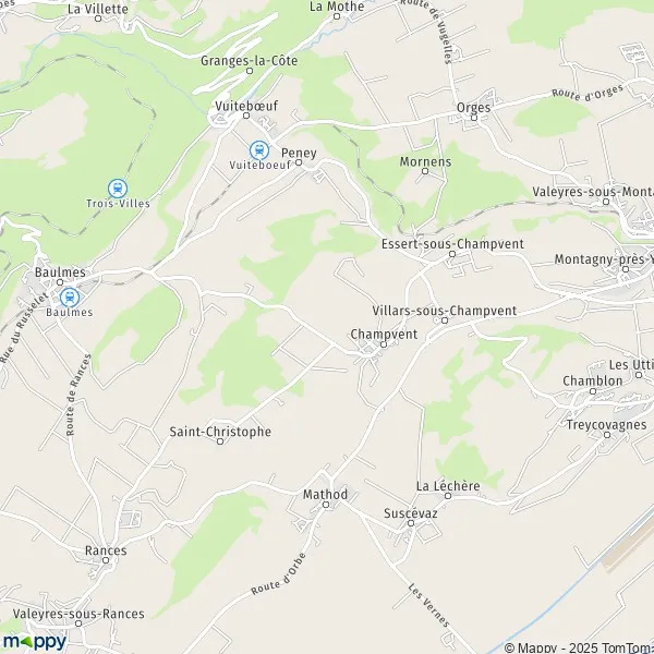 Plan Champvent : carte de Champvent (1443) et infos pratiques