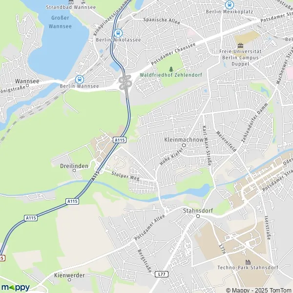 Plan Kleinmachnow : carte de Kleinmachnow (14532) et infos pratiques