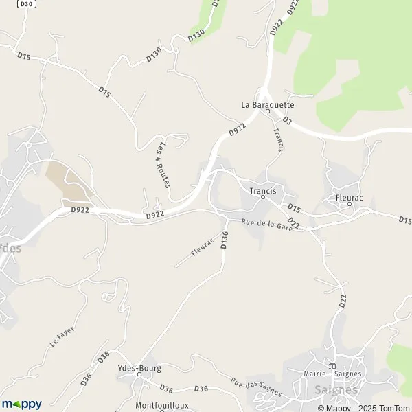 Plan la Gare de Saignes : carte de la Gare de Saignes, 15210 Ydes et ...