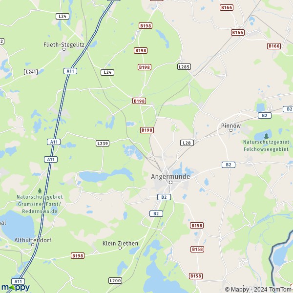 Plan Angermünde : carte de Angermünde (16278) et infos pratiques