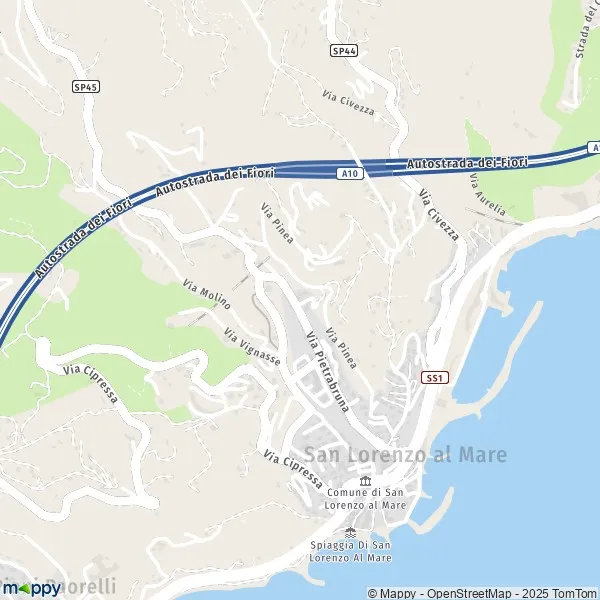 Plan San Lorenzo al Mare : carte de San Lorenzo al Mare (18017) et ...
