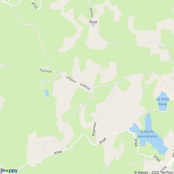 Plan Coignac : carte de Coignac, 19170 Saint-Hilaire-les-Courbes et ...