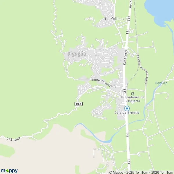 Plan les Hauts de Biguglia : carte de les Hauts de Biguglia, 20620 ...