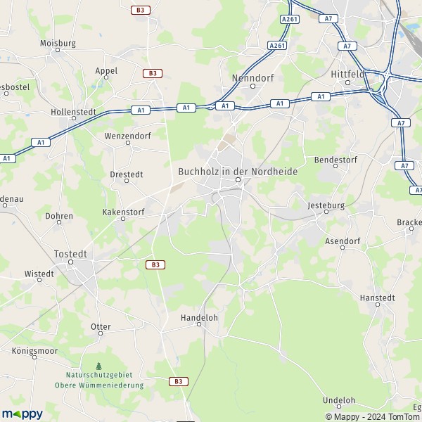 Plan Buchholz in der Nordheide : carte de Buchholz in der Nordheide ...