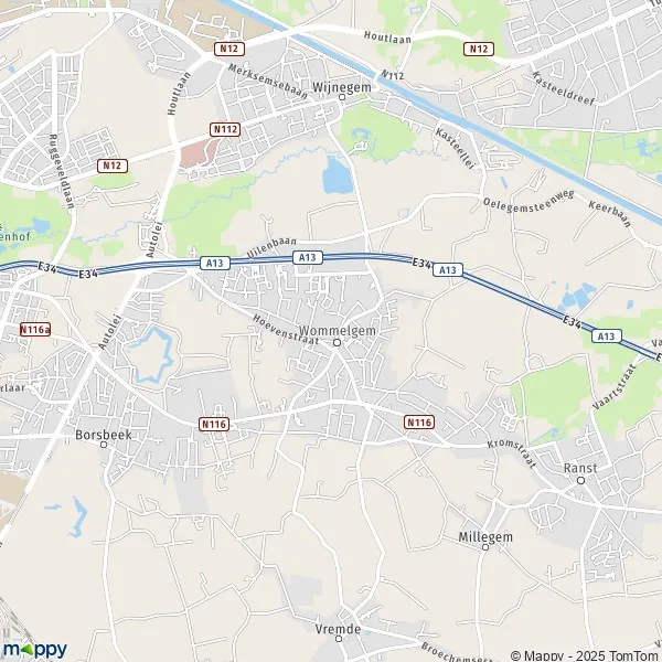 Plan Wommelgem : carte de Wommelgem (2160) et infos pratiques