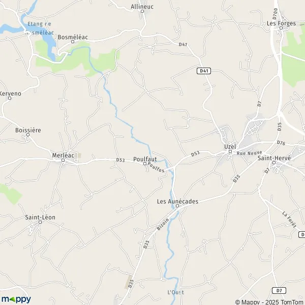 Plan Le Grand Pré : carte de Le Grand Pré, 22460 Uzel et infos pratiques