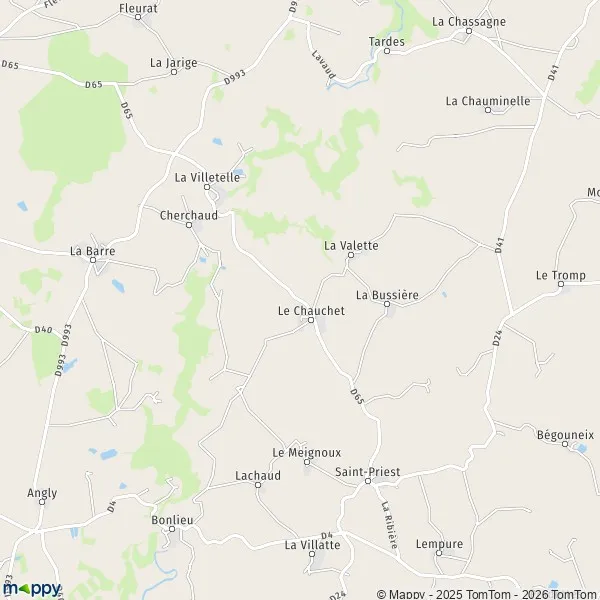 Plan Le Chauchet : carte de Le Chauchet (23130) et infos pratiques