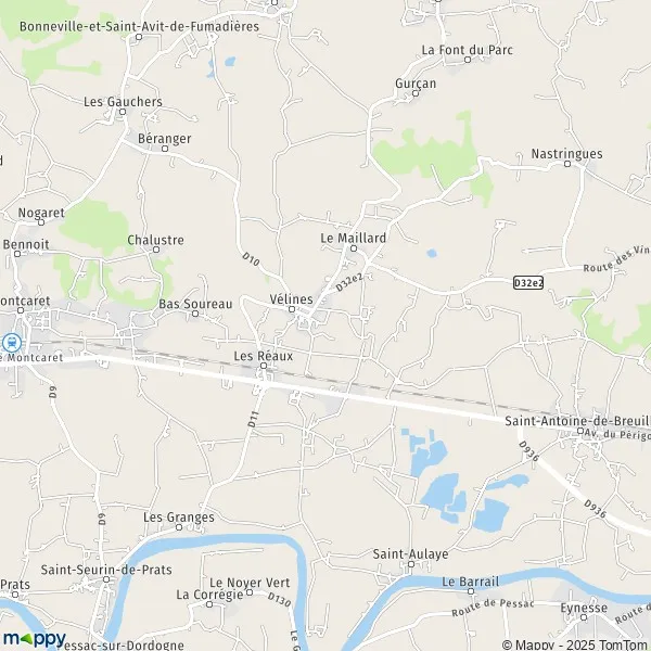 Plan Vélines : carte de Vélines (24230) et infos pratiques