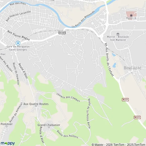 Plan Le Grand Lac : carte de Le Grand Lac, 24330-24750 Boulazac Isle ...