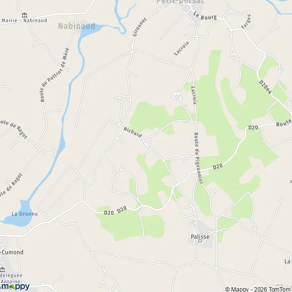 Plan À Richard : carte de À Richard, 24600 Petit-Bersac et infos pratiques