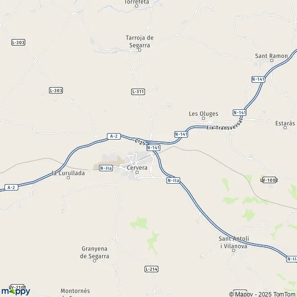 Plan Cervera : carte de Cervera (25200) et infos pratiques