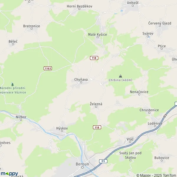 Plan Chyňava : carte de Chyňava (266 01) et infos pratiques