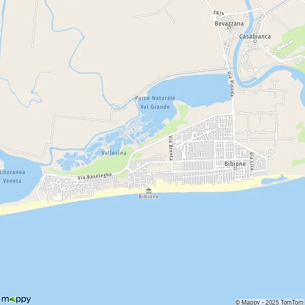 Plan Bibione : carte de Bibione, 30028 San Michele al Tagliamento et ...
