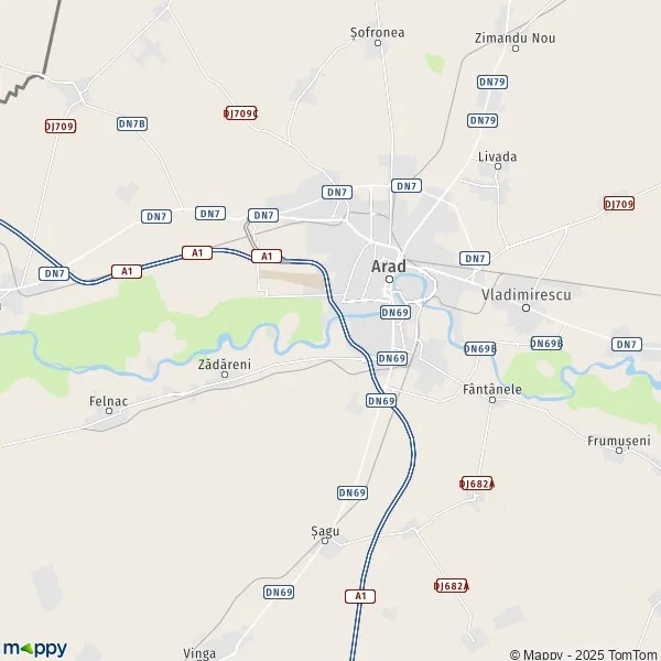 Plan Arad : carte de Arad (310001) et infos pratiques