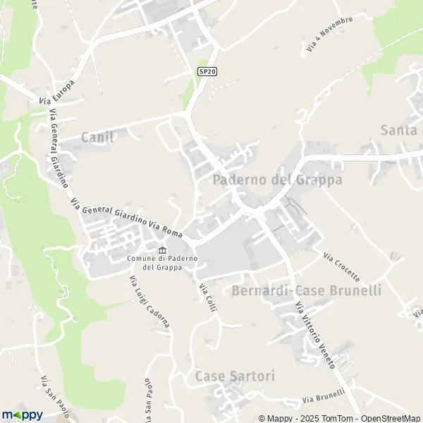 Plan Paderno del Grappa : carte de Paderno del Grappa, 31017 Pieve del ...