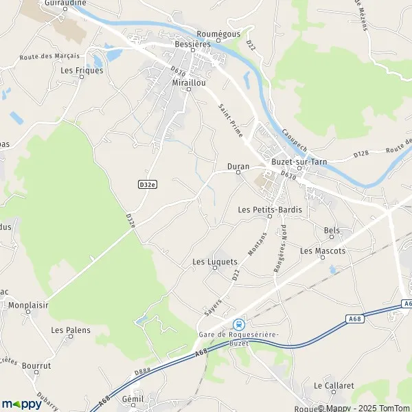 Plan Buzet-sur-Tarn : carte de Buzet-sur-Tarn (31660) et infos pratiques