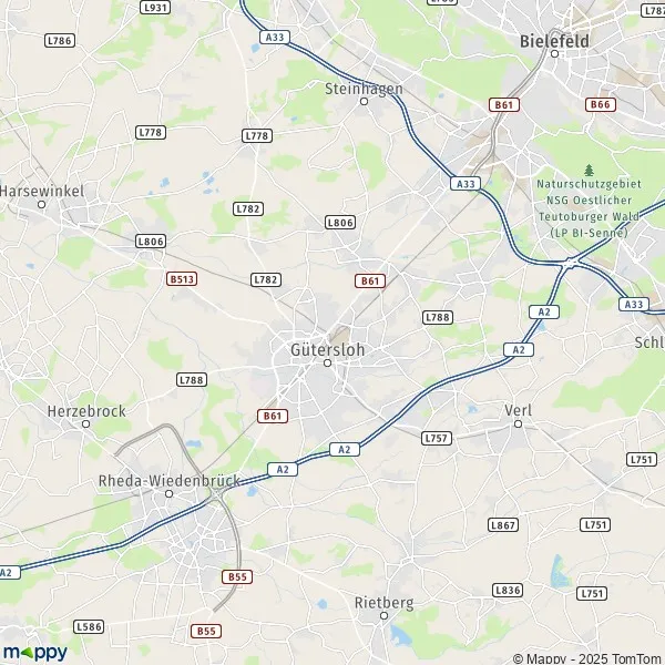 Plan Gütersloh : carte de Gütersloh (33330) et infos pratiques