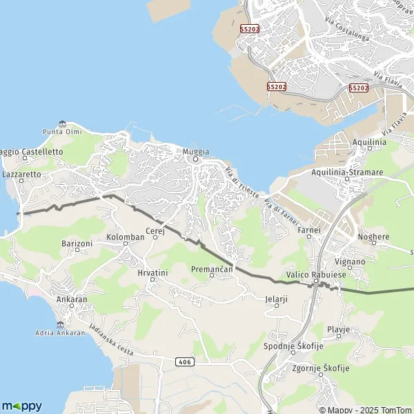 Plan Muggia : carte de Muggia (34015) et infos pratiques