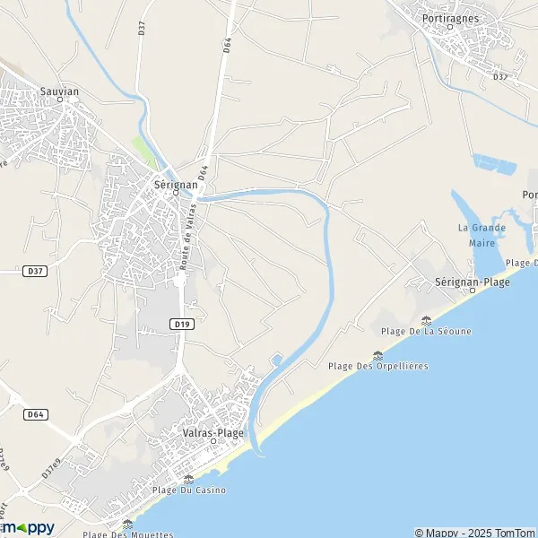 Plan Sérignan : carte de Sérignan (34410) et infos pratiques