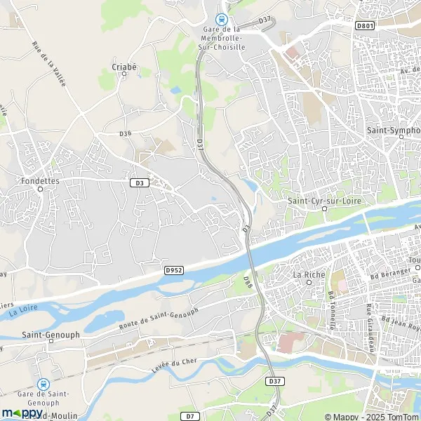 Plan La Petite Plaine : carte de La Petite Plaine, 37230 Fondettes et ...