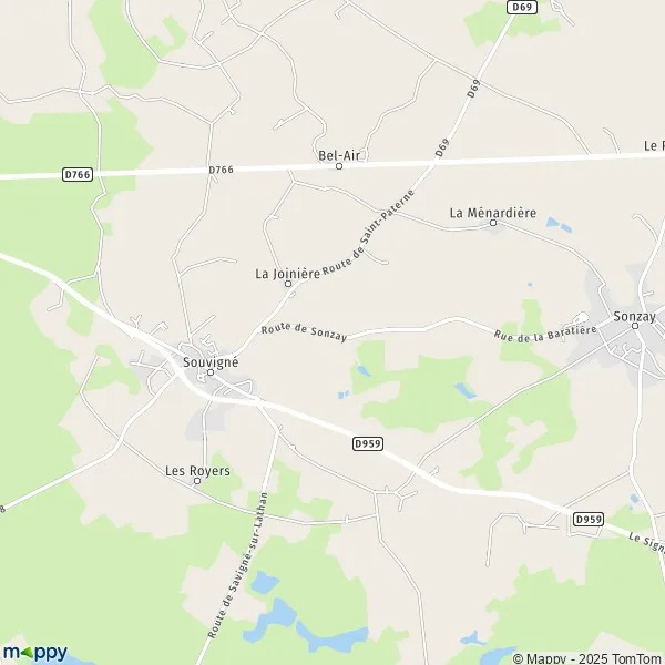 Plan Les Tournées : carte de Les Tournées, 37330 Souvigné et infos ...