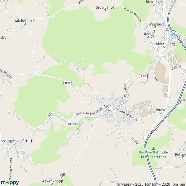 Plan Bissen : carte de Bissen (Quartier), 3780 Gessenay et infos pratiques