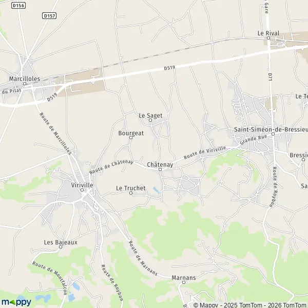 Plan Châtenay : carte de Châtenay (38980) et infos pratiques