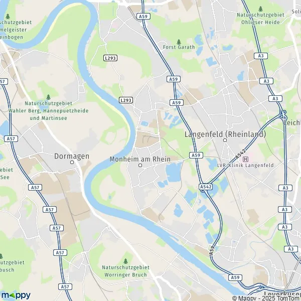 Plan Monheim am Rhein : carte de Monheim am Rhein (40789) et infos ...