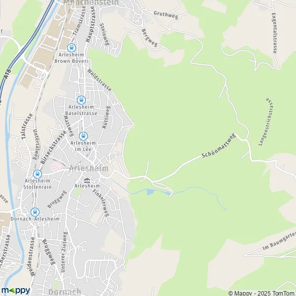 Plan Arlesheim : carte de Arlesheim (4144) et infos pratiques