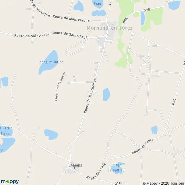 Plan Les Maréchaux : carte de Les Maréchaux, 42600 Mornand-en-Forez et ...