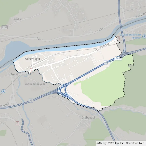 Plan Kaiseraugst : carte de Kaiseraugst (4302) et infos pratiques