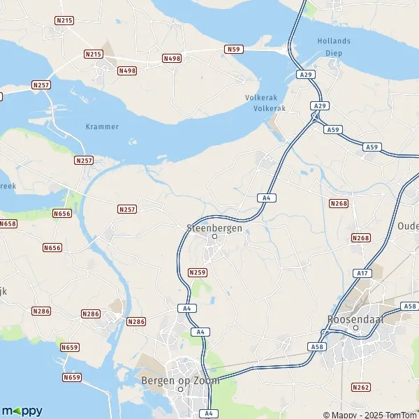 Plan Steenbergen : carte de Steenbergen (4651) et infos pratiques