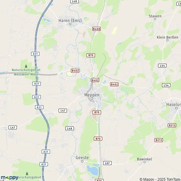 Plan Meppen : carte de Meppen (49716) et infos pratiques