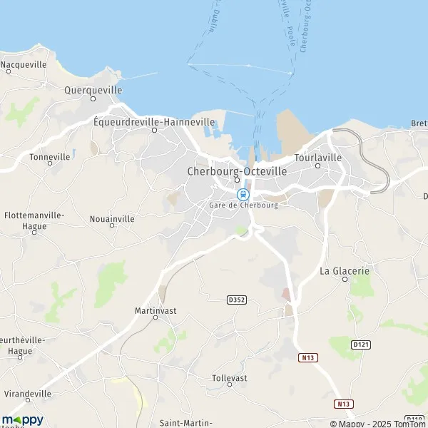 Plan Cherbourg-en-Cotentin : carte de Cherbourg-en-Cotentin (50130) et infos pratiques