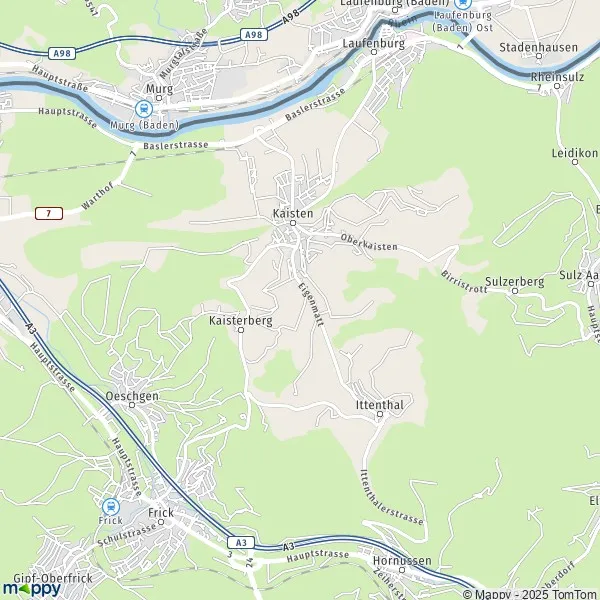 Plan Kaisten : carte de Kaisten (5082) et infos pratiques