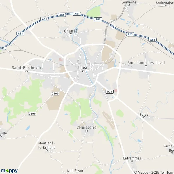 Plan Laval : carte de Laval (53000) et infos pratiques