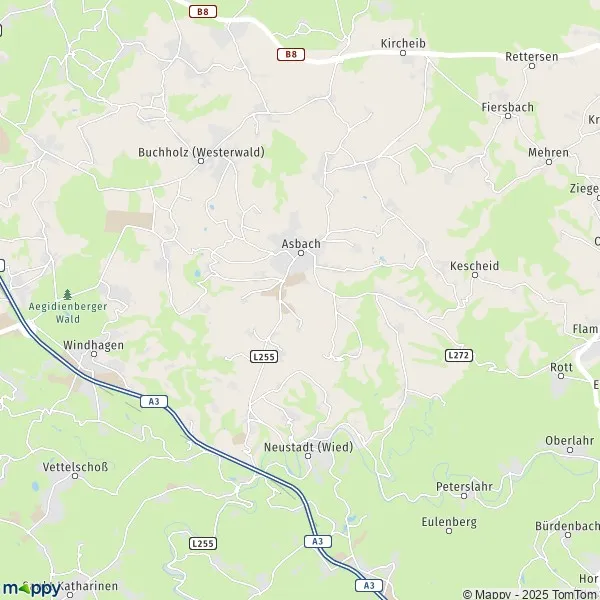 Plan Asbach : carte de Asbach (53567) et infos pratiques