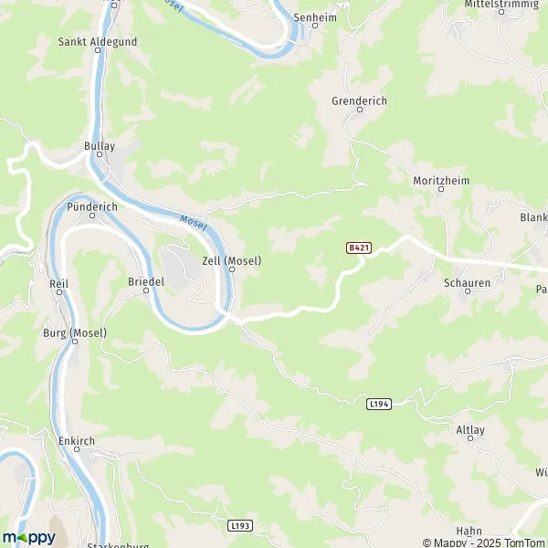 Plan Zell (Mosel) : carte de Zell (Mosel) (56856) et infos pratiques