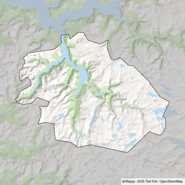 La carte pour la ville de Aurland 5745