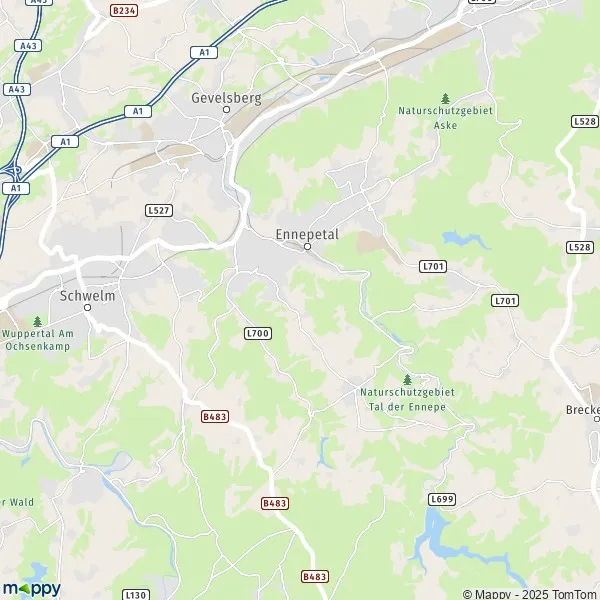 Plan Ennepetal : carte de Ennepetal (58256) et infos pratiques