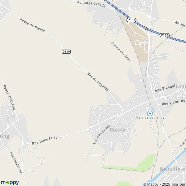 Plan Roeulx : carte de Roeulx (59172) et infos pratiques