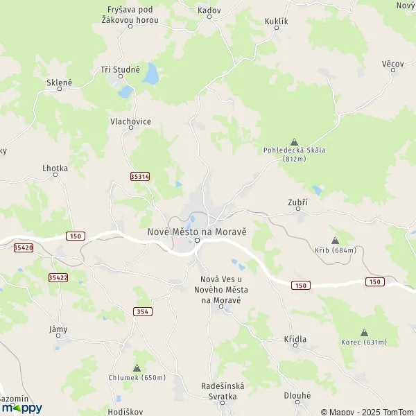 Plan Nové Mesto na Morave : carte de Nové Mesto na Morave (592 31) et ...