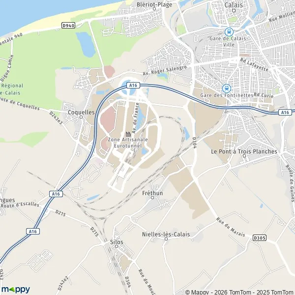 Plan Coquelles : carte de Coquelles (62231) et infos pratiques