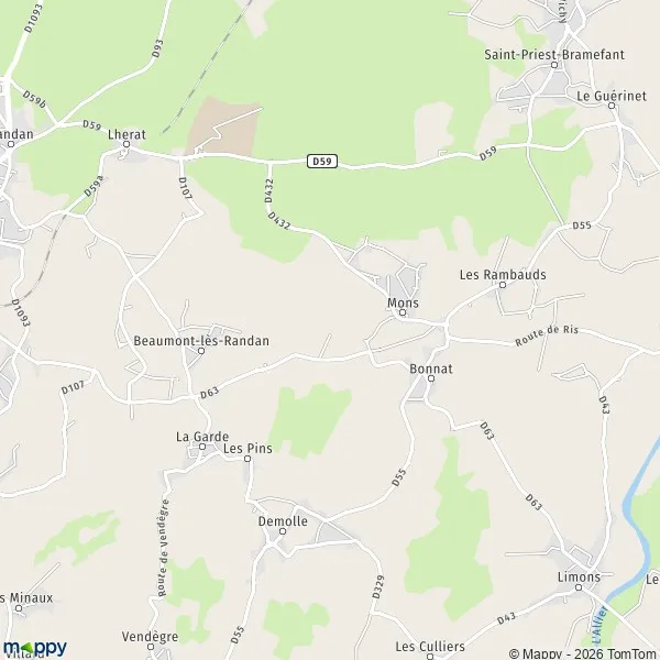 Plan Les Gros : carte de Les Gros, 63310 Mons et infos pratiques