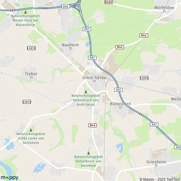 Plan Gross-Gerau : carte de Gross-Gerau (64521) et infos pratiques